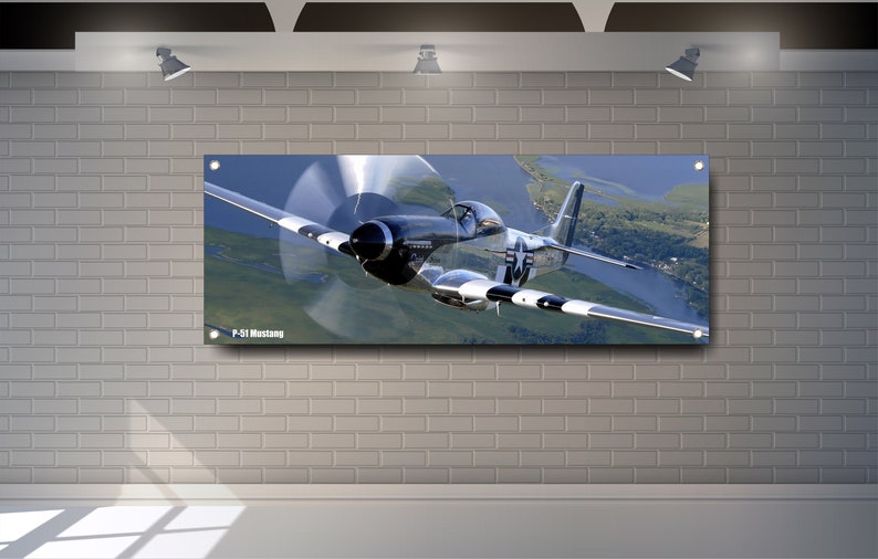 P51 Mustang Bomber WW2 Fighter Aircraft Jets PVC Vinyl Banner Garage ...