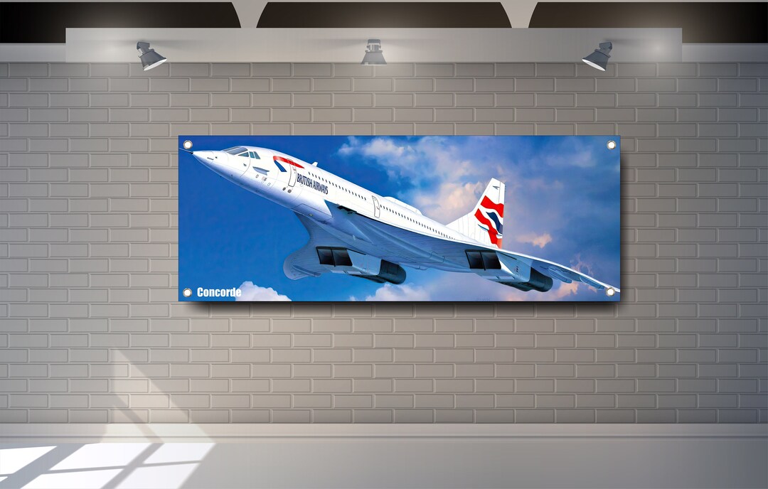 Concorde Aircraft Transport Jets PVC Vinyl Banner Garage Showroom Sign ...