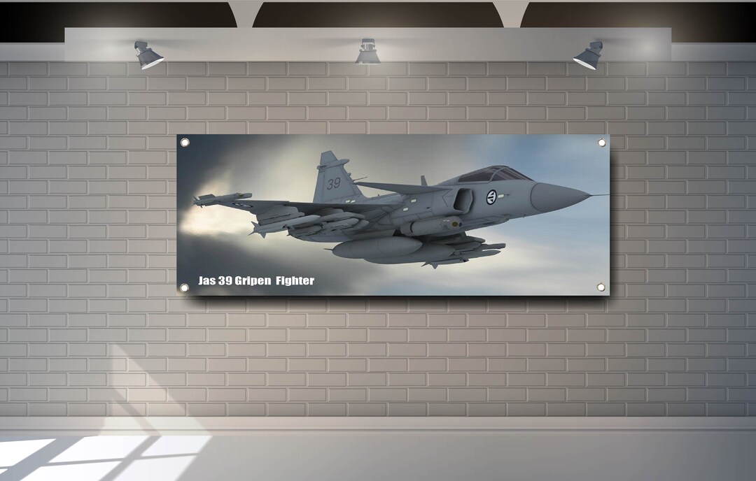 Saab JAS 39 Gripen Fighter Jet PVC Banner: Garage Decor - Etsy