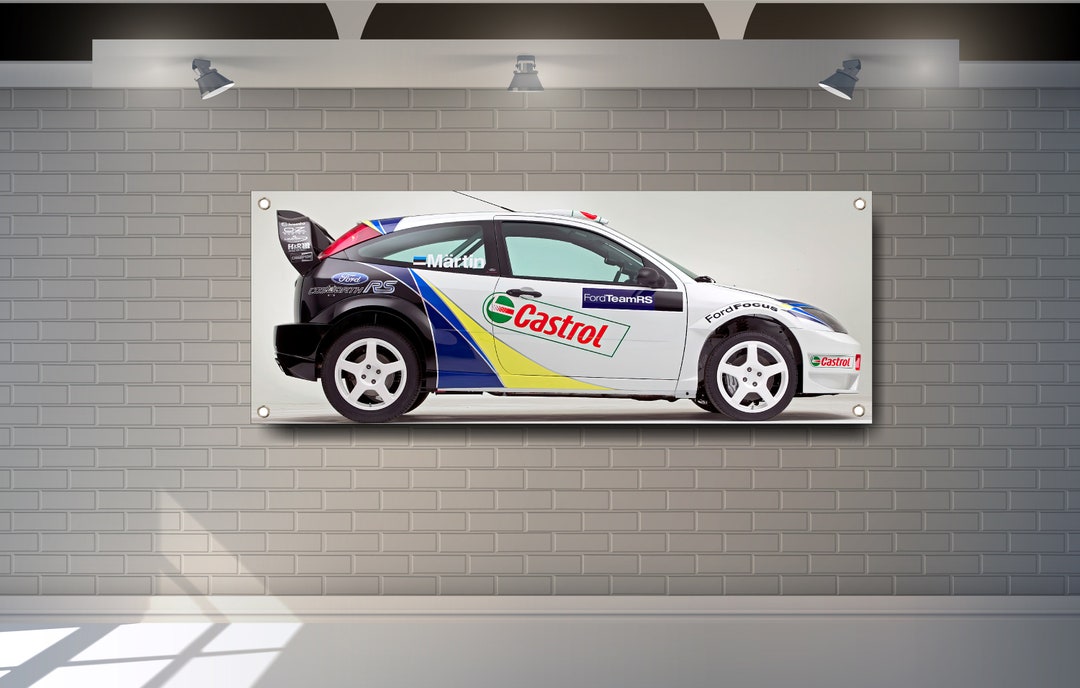 Banner de PVC del Ford Focus RS WRC Rally Car: Decoración para garajes ...