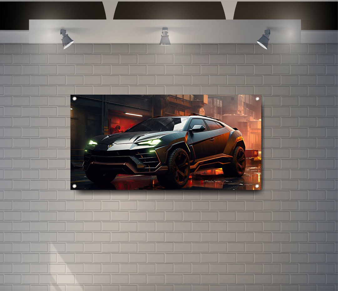 Wall Art Lamborghini Uros Cyberpunk Style Cars PVC Vinyl Banner Garage ...