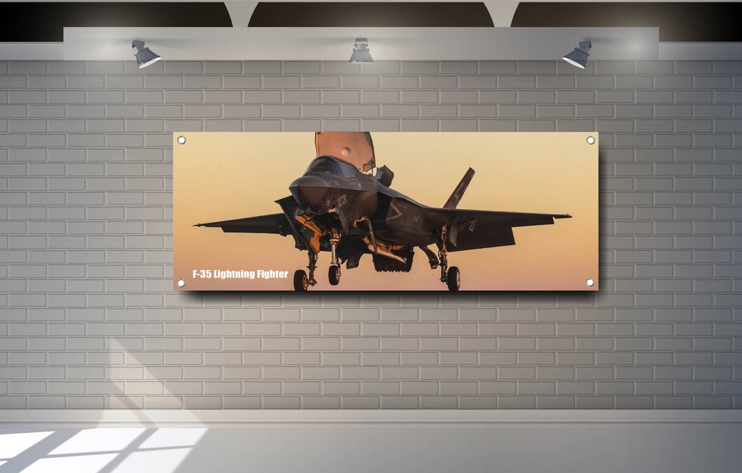 Fighter Aircraft F-35 Lightning Jets PVC Vinyl Banner Garage Showroom ...