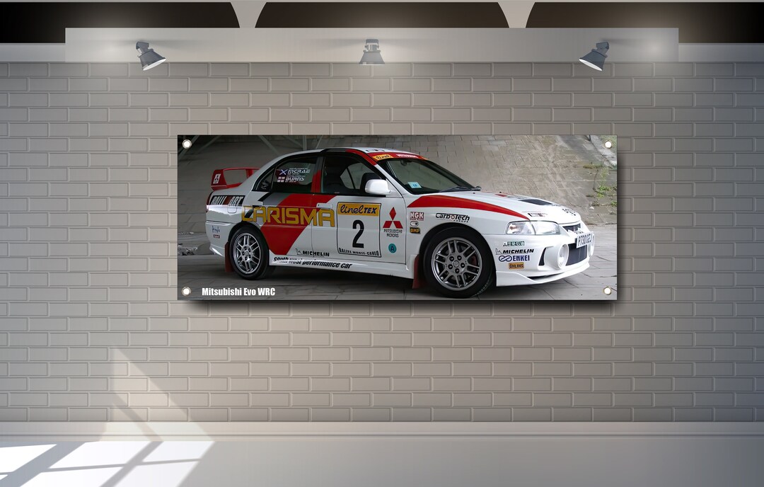 Mitsubishi Lancer EVO WRC Rally Wall Art Cars PVC Vinyl Banner Garage ...