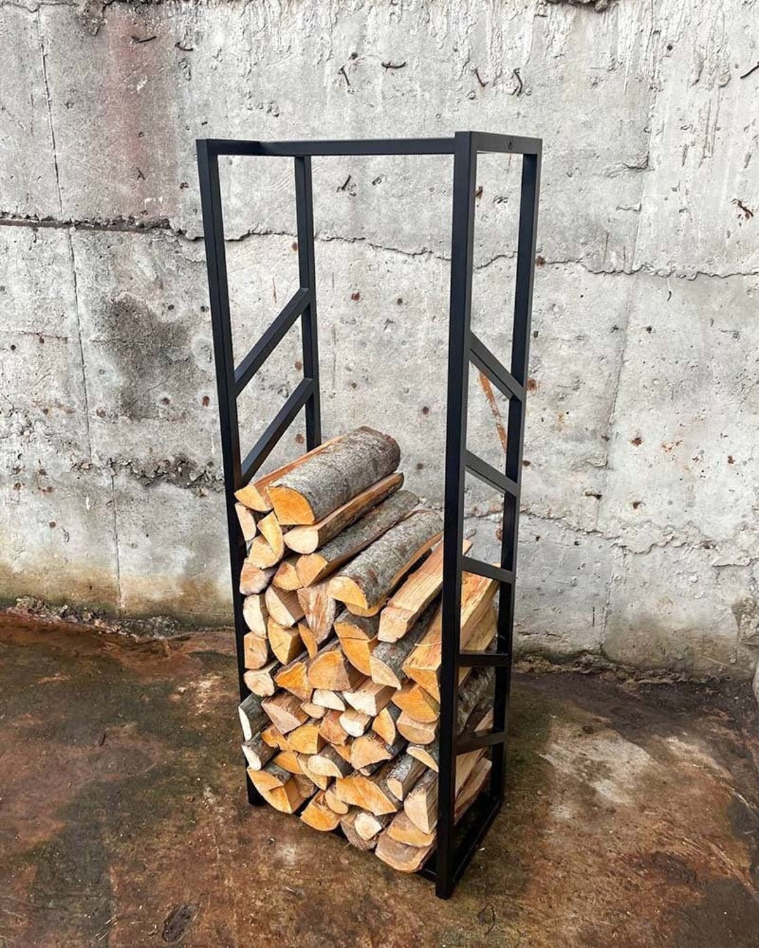Modern Steel Firewood Rack: Indoor Outdoor Log Holder - Etsy