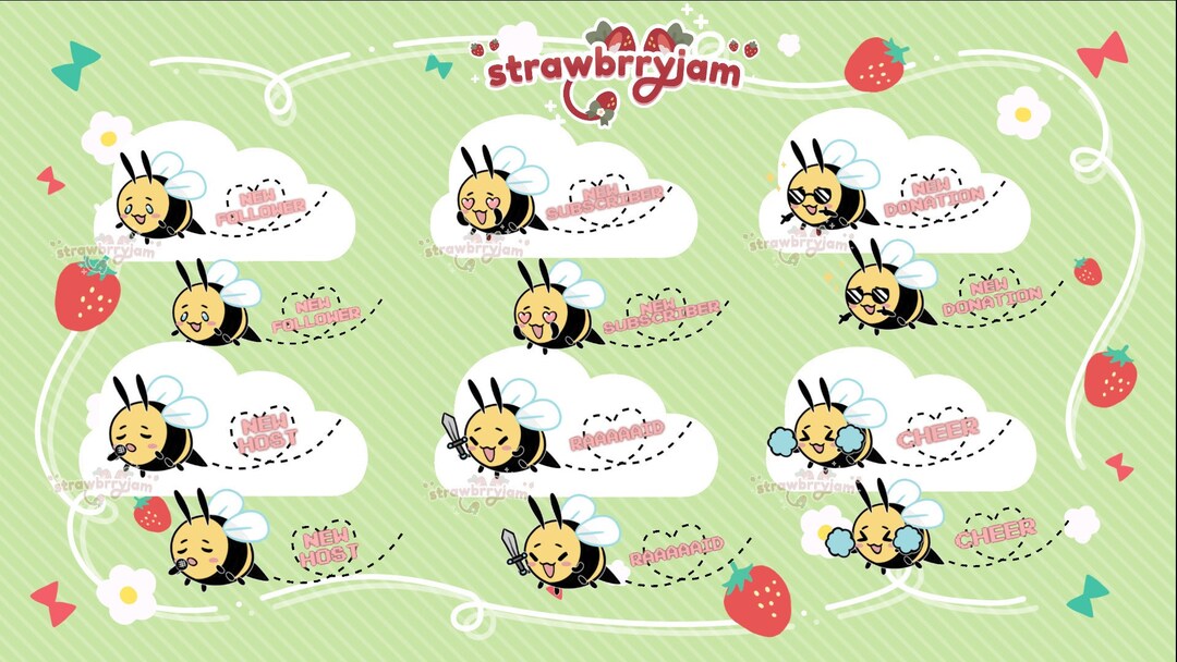 Animated Twitch Bee Alert Set, Minecraft Stream Alerts Bundle - Etsy