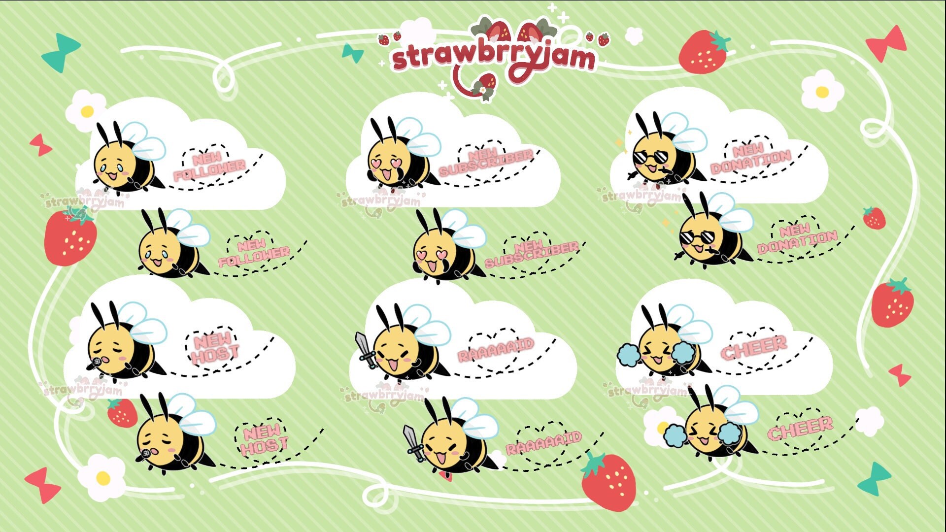 Animated Twitch Bee Alert Set, Minecraft Stream Alerts Bundle - Etsy