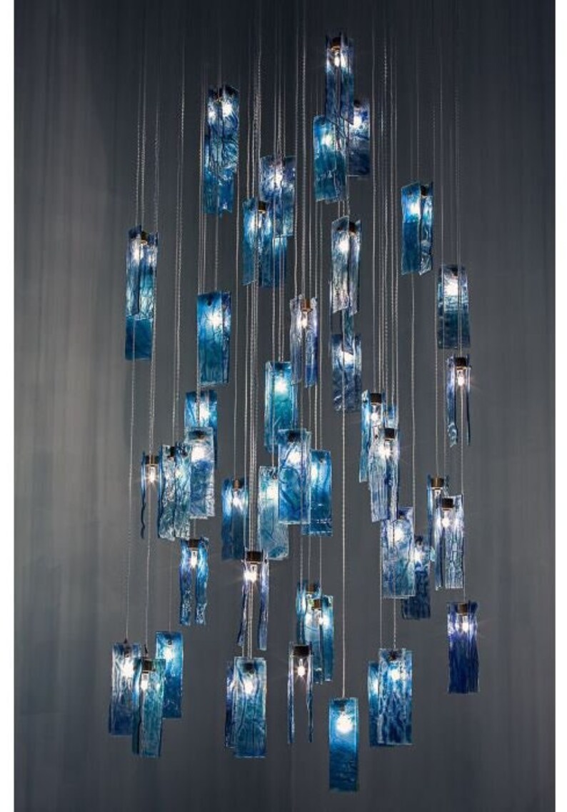 Blue Chandelier Foyer Chandelier Entryway Chandelier - Etsy