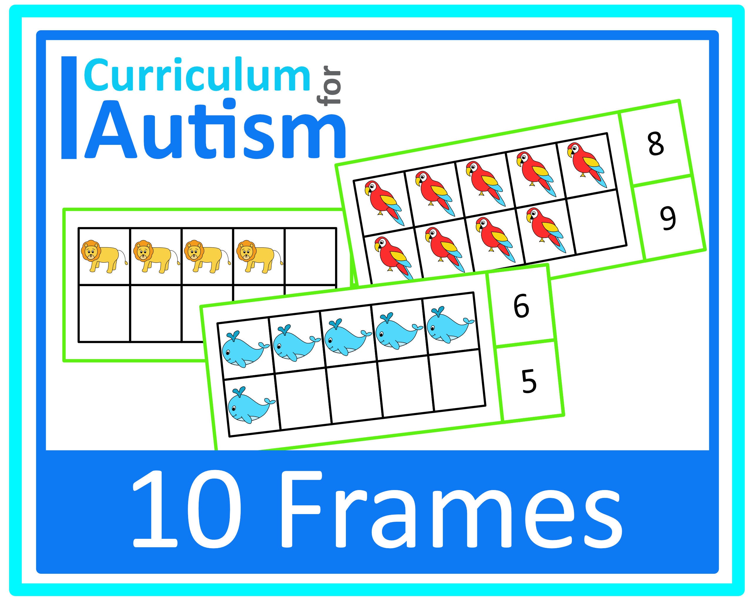 Count to 10 Animal Theme Ten Frames Clip Cards Autism Special Education ...