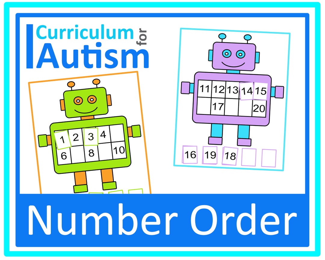 Number Order Sequencing to 20 Mats File Folders Robots Autism Special ...