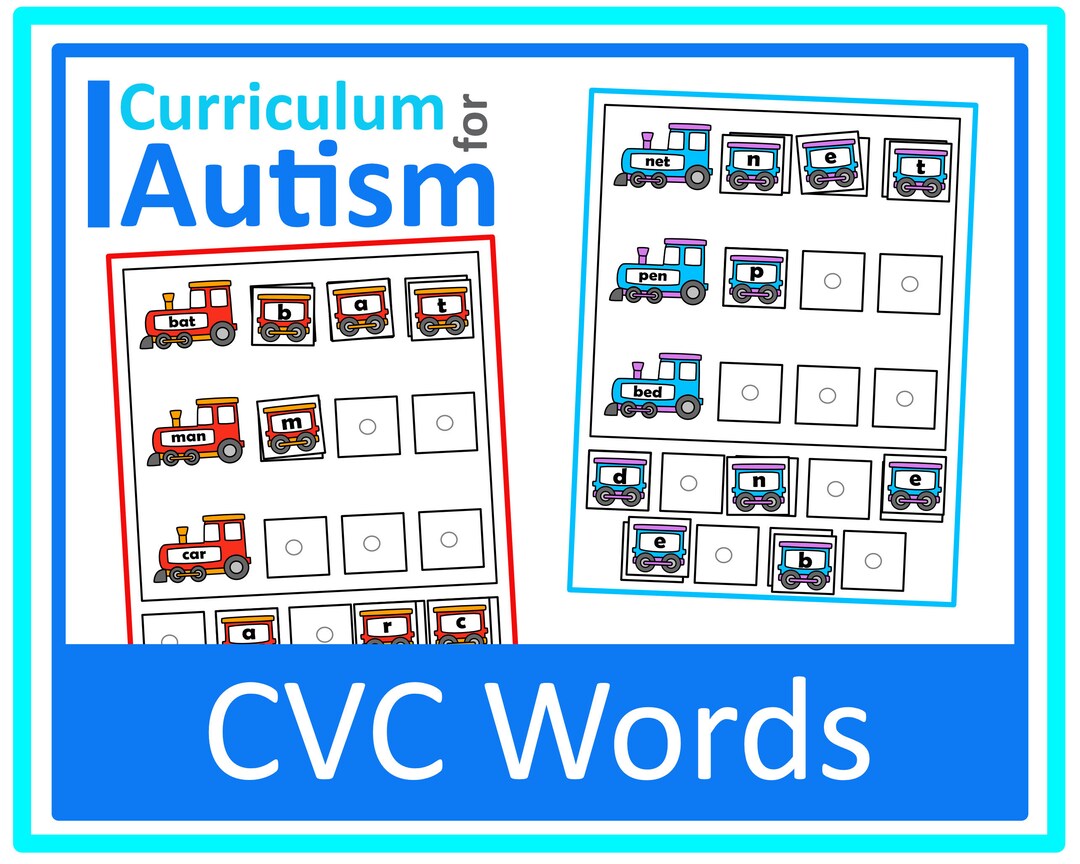 Read and Spell CVC Words Trains Phonics Mats File Folders Autism ...