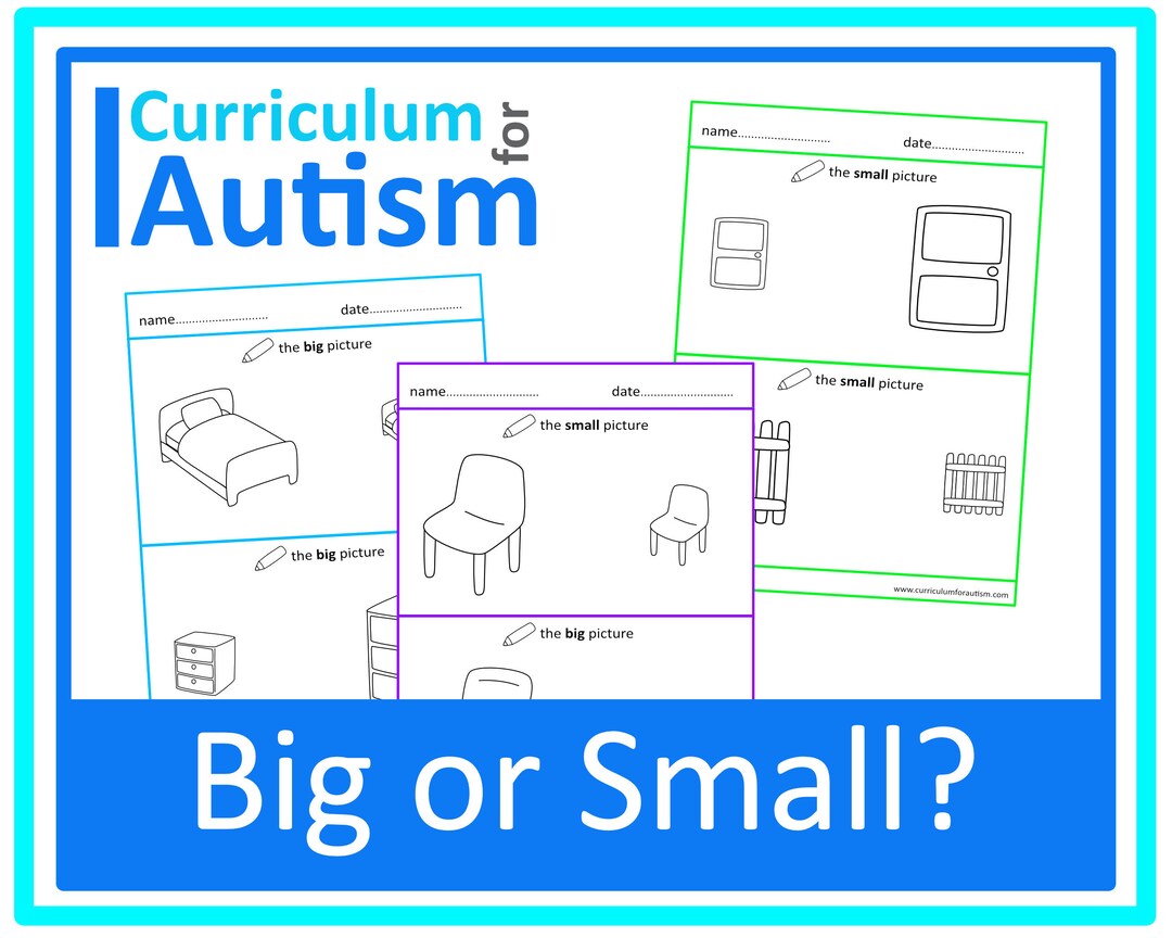 Big or Small Vocabulary Color in Worksheets Autism Special Education - Etsy