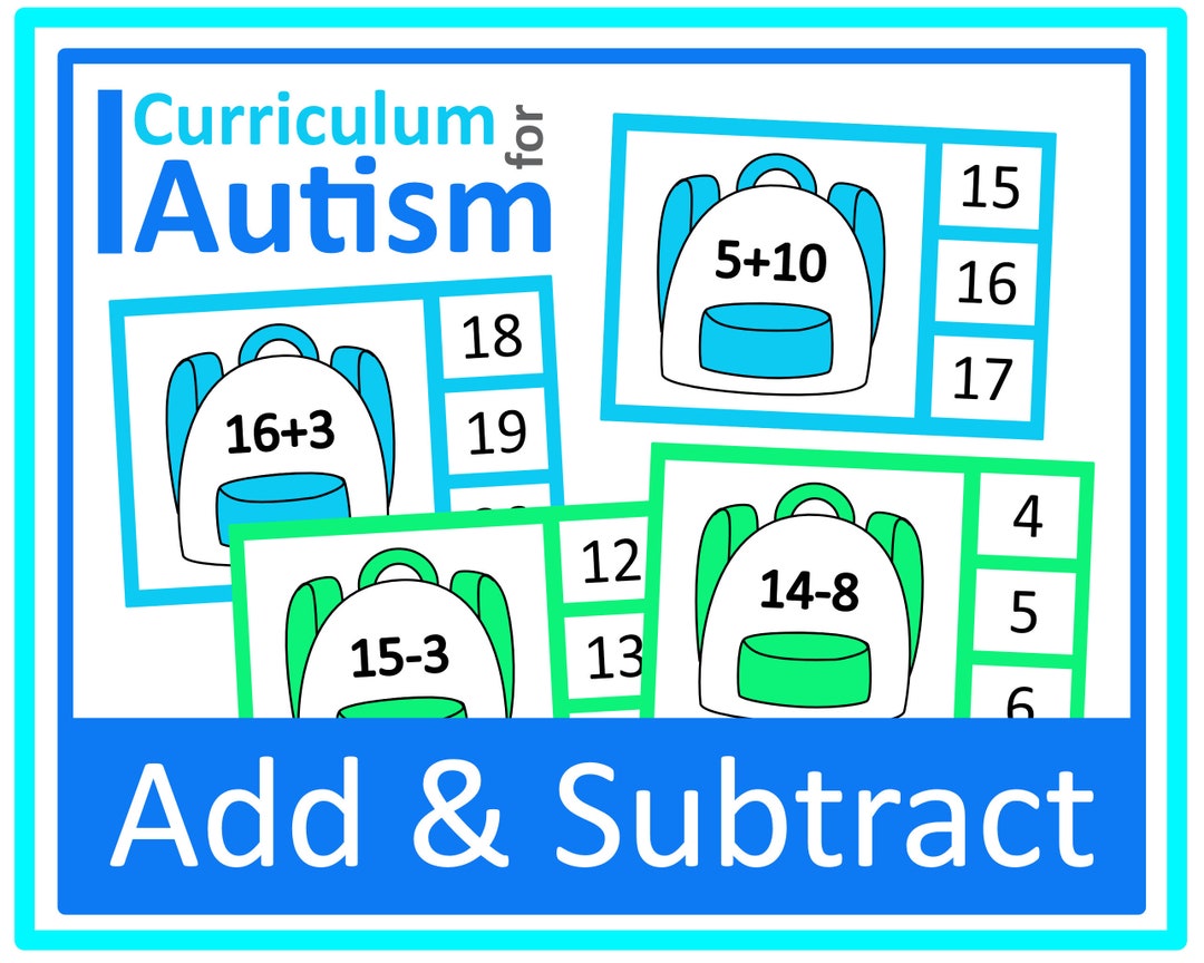 Addition and Subtraction 1-20 Clip Cards Autism Special Education Math ...