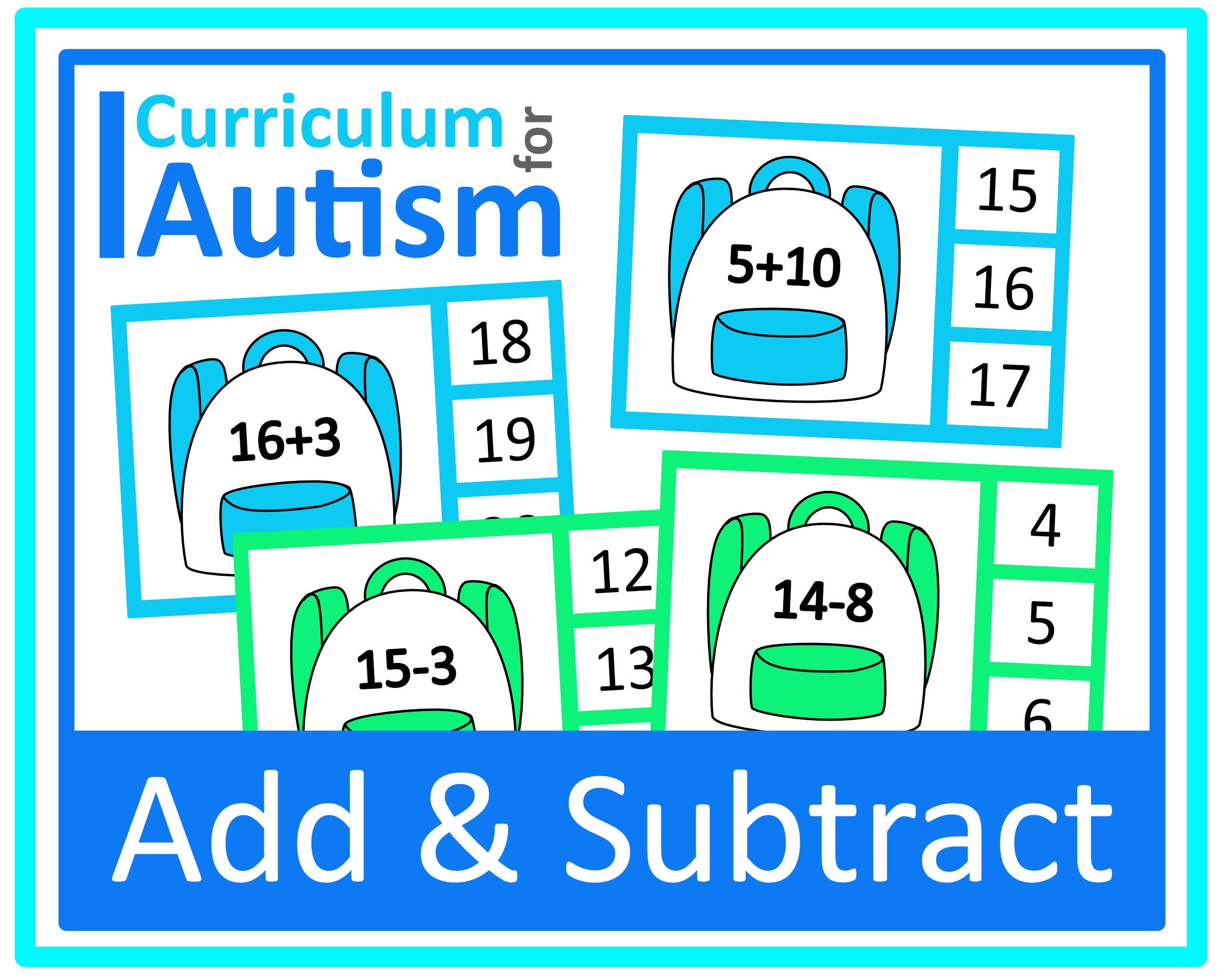 Addition and Subtraction 1-20 Clip Cards Autism Special Education Math ...