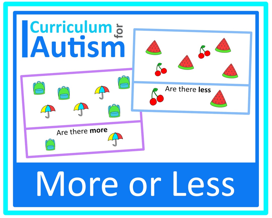 More or Less Comparing Groups of Numbers Picture Clip Cards Autism ...
