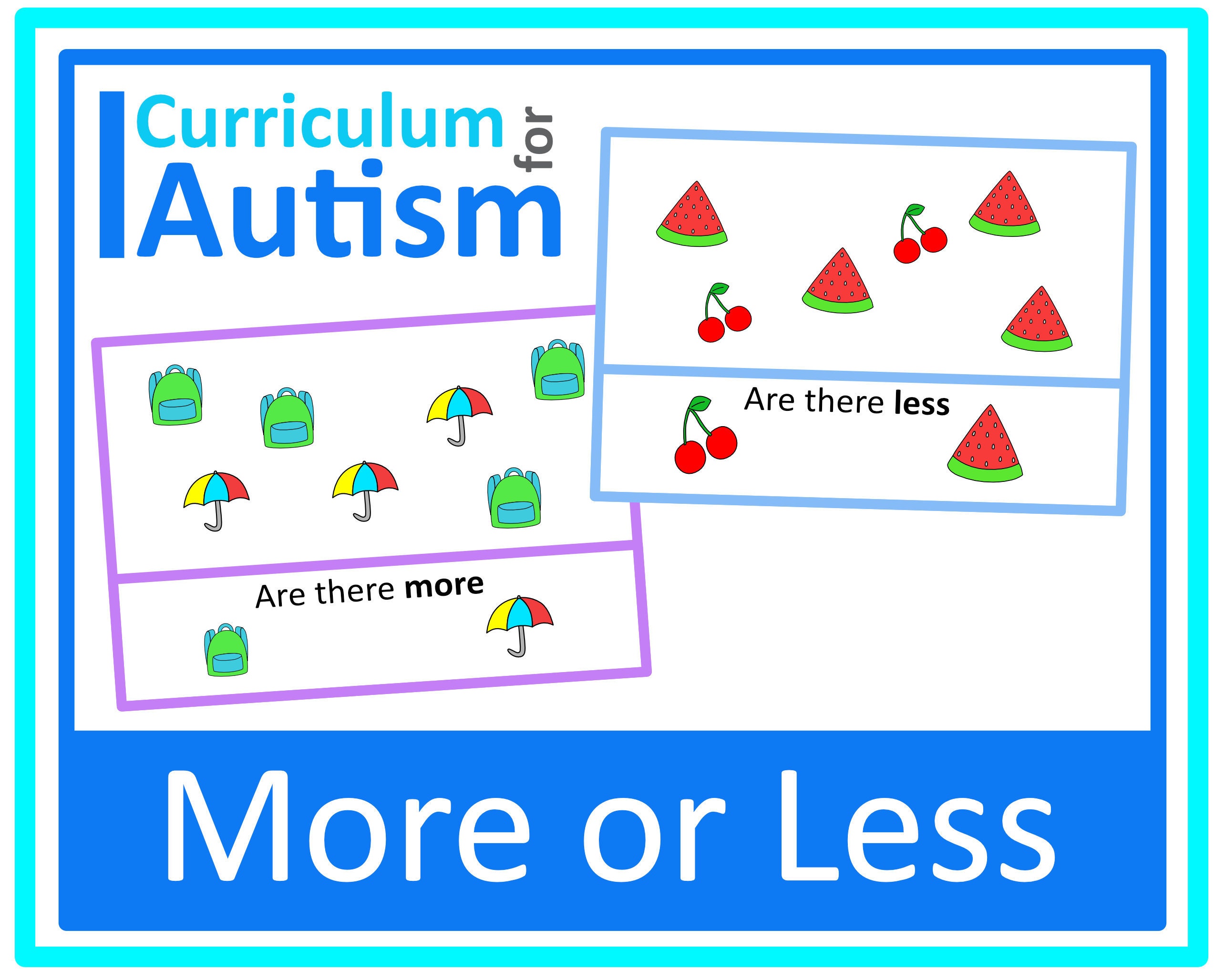More or Less Comparing Groups of Numbers Picture Clip Cards Autism ...