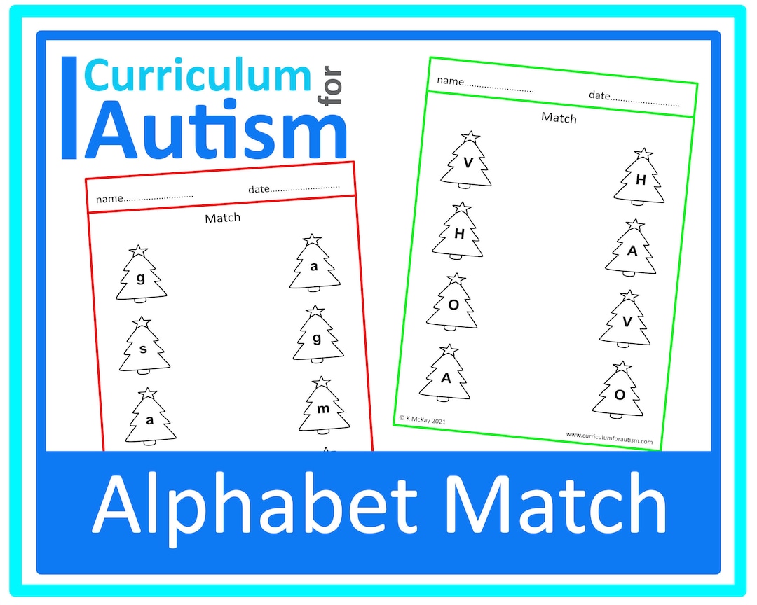 Christmas Letters of the Alphabet Match Worksheets Autism Special ...