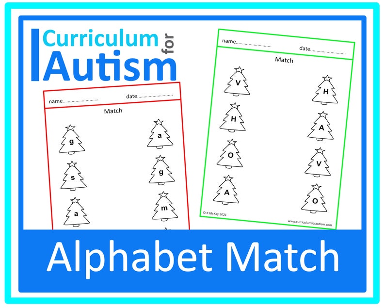 Christmas Letters of the Alphabet Match Worksheets Autism Special ...