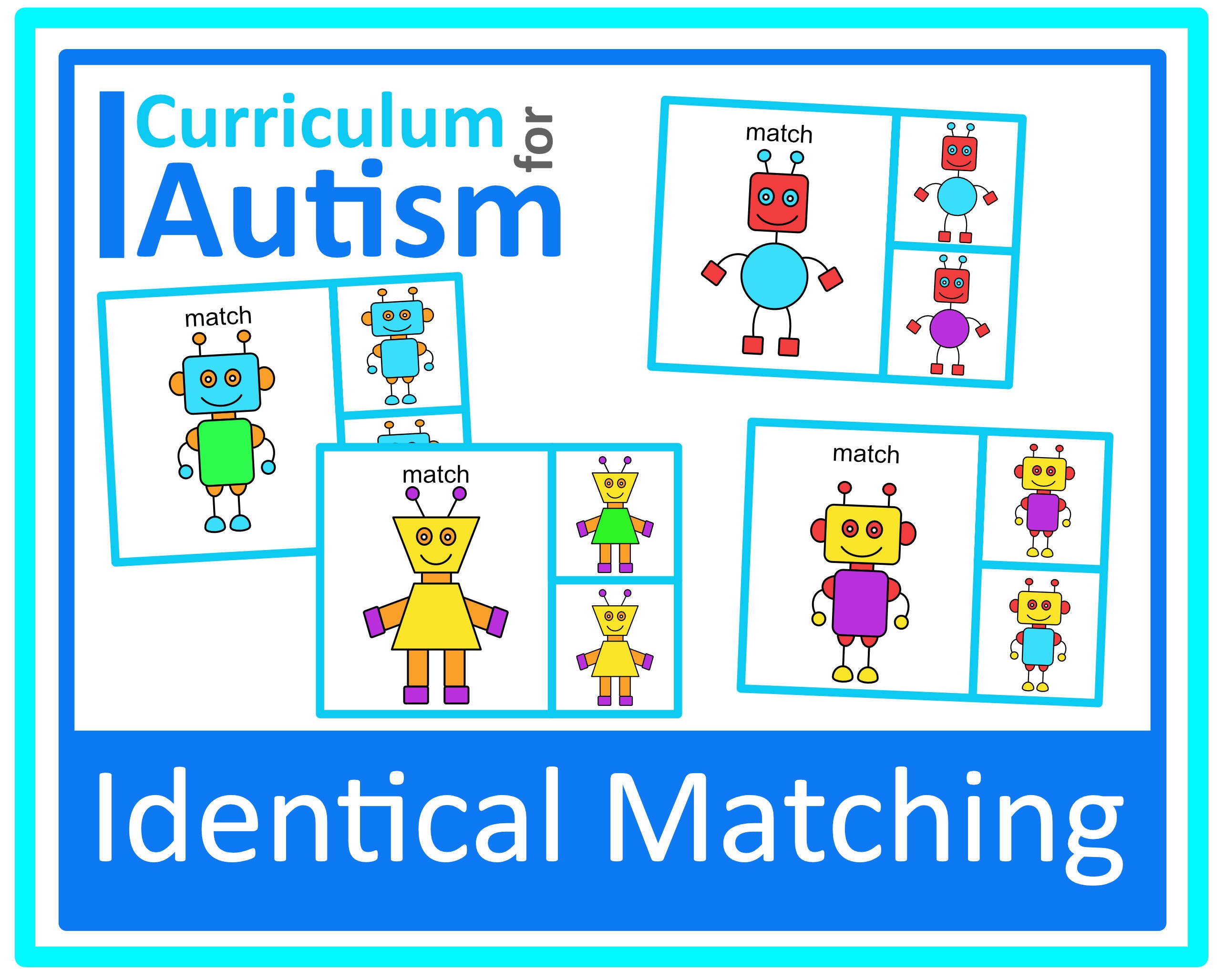 Identical Matching Robots Picture Clip Cards Autism Special Education ...