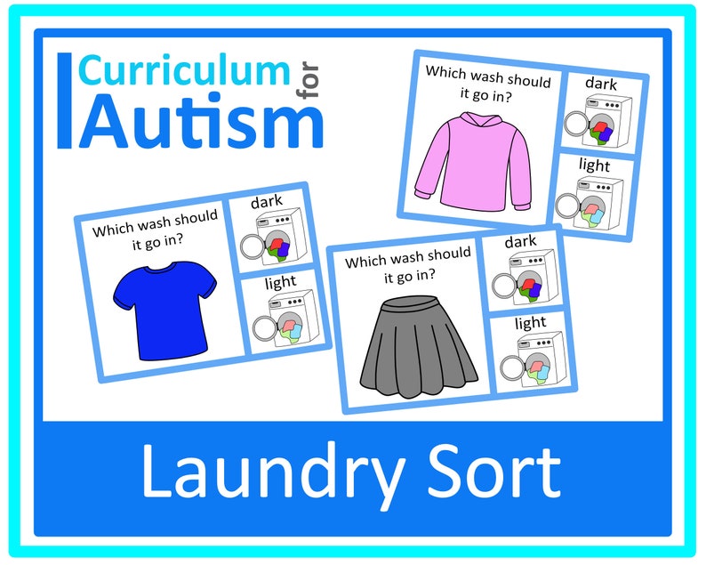 Life Skills Laundry Sort Dark or Light Clip Cards Autism Special ...