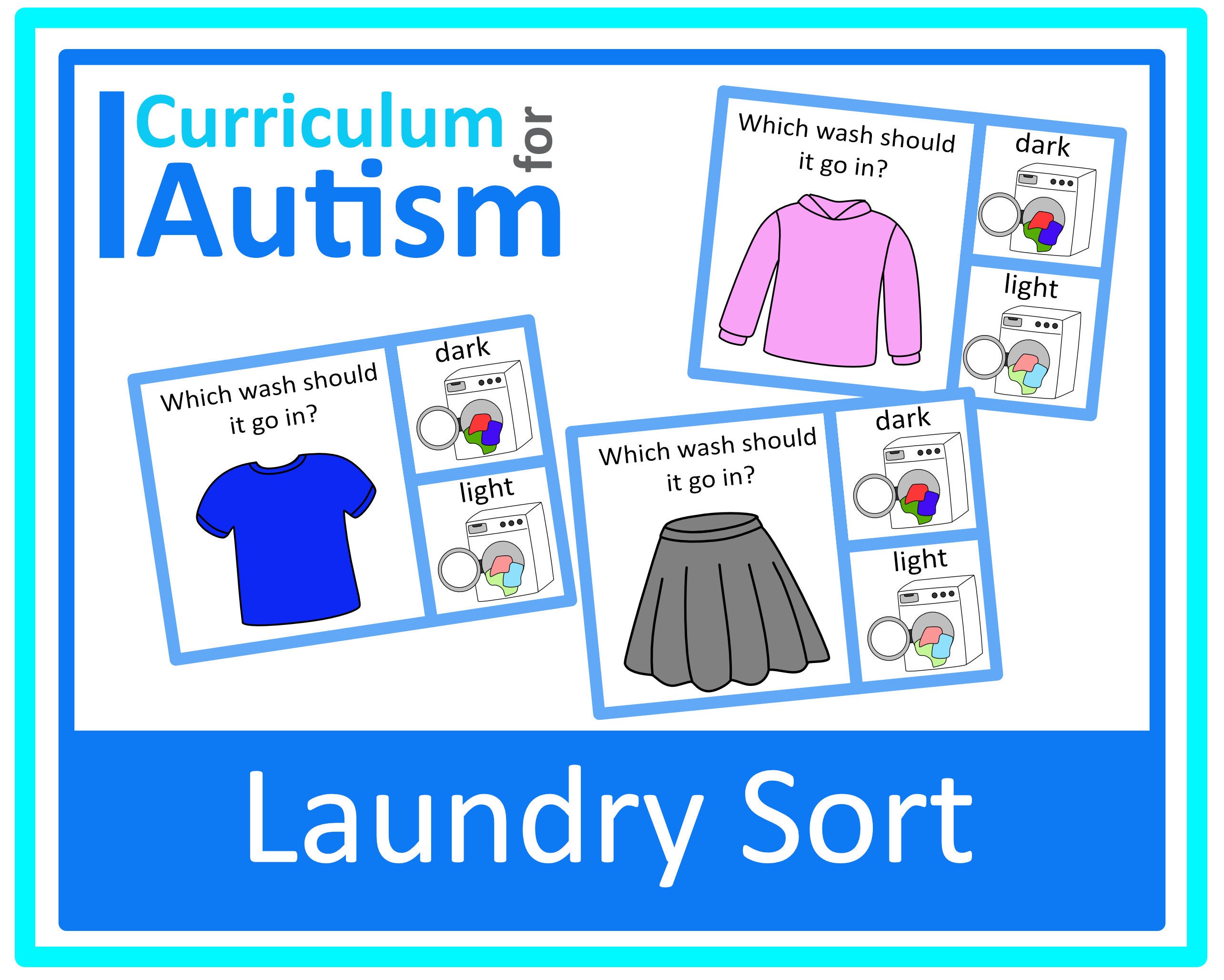 Life Skills Laundry Sort Dark or Light Clip Cards Autism Special ...