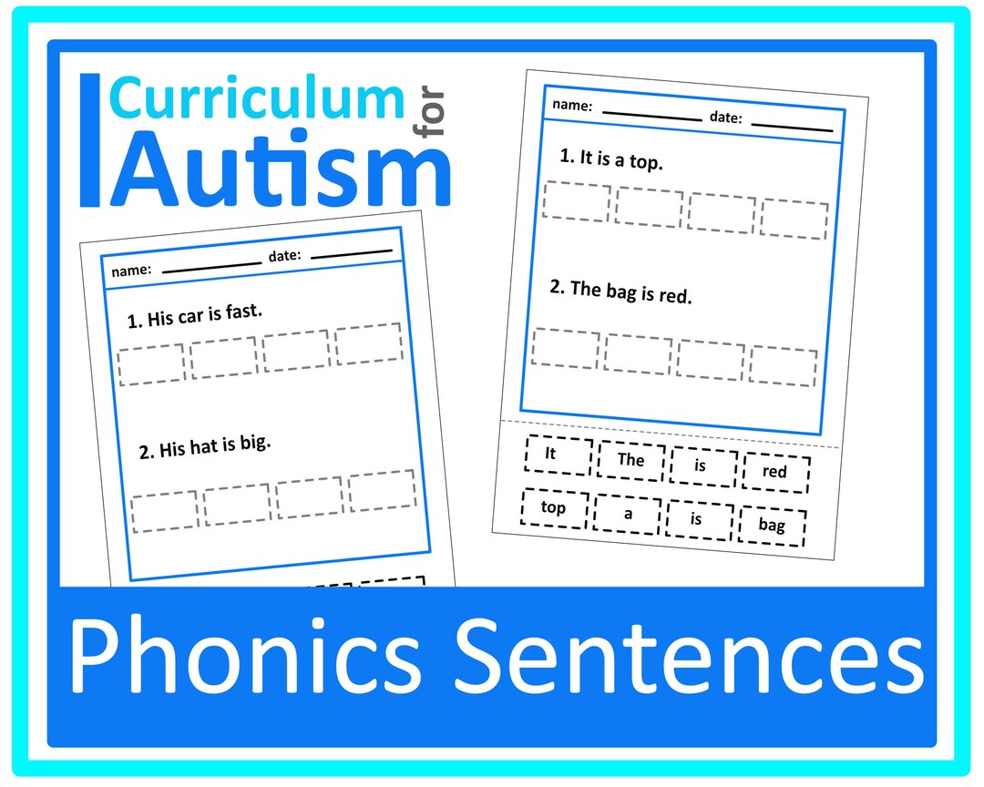 Phonics Decodable Words Cut Paste Reading Writing Sentences Worksheets ...