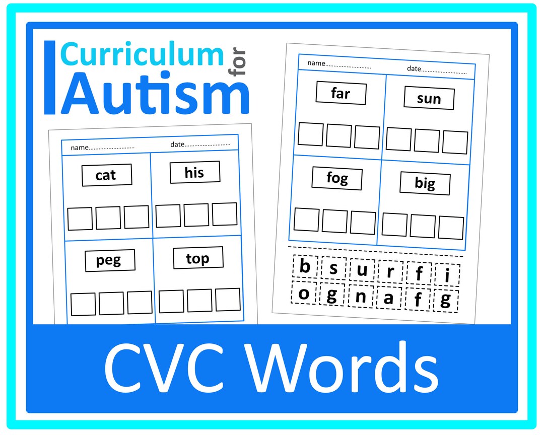Read and Spell CVC Words Phonics Cut Paste Worksheets Autism Special ...
