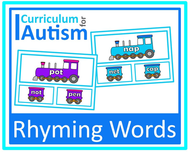 Rhyming CVC Words Phonics Trains Clip Cards Autism Special Education - Etsy