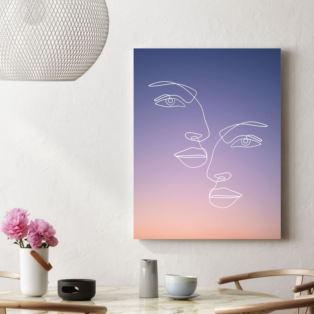 Human Face One Line Wall Art Abstract Human Face Illustration One Line ...