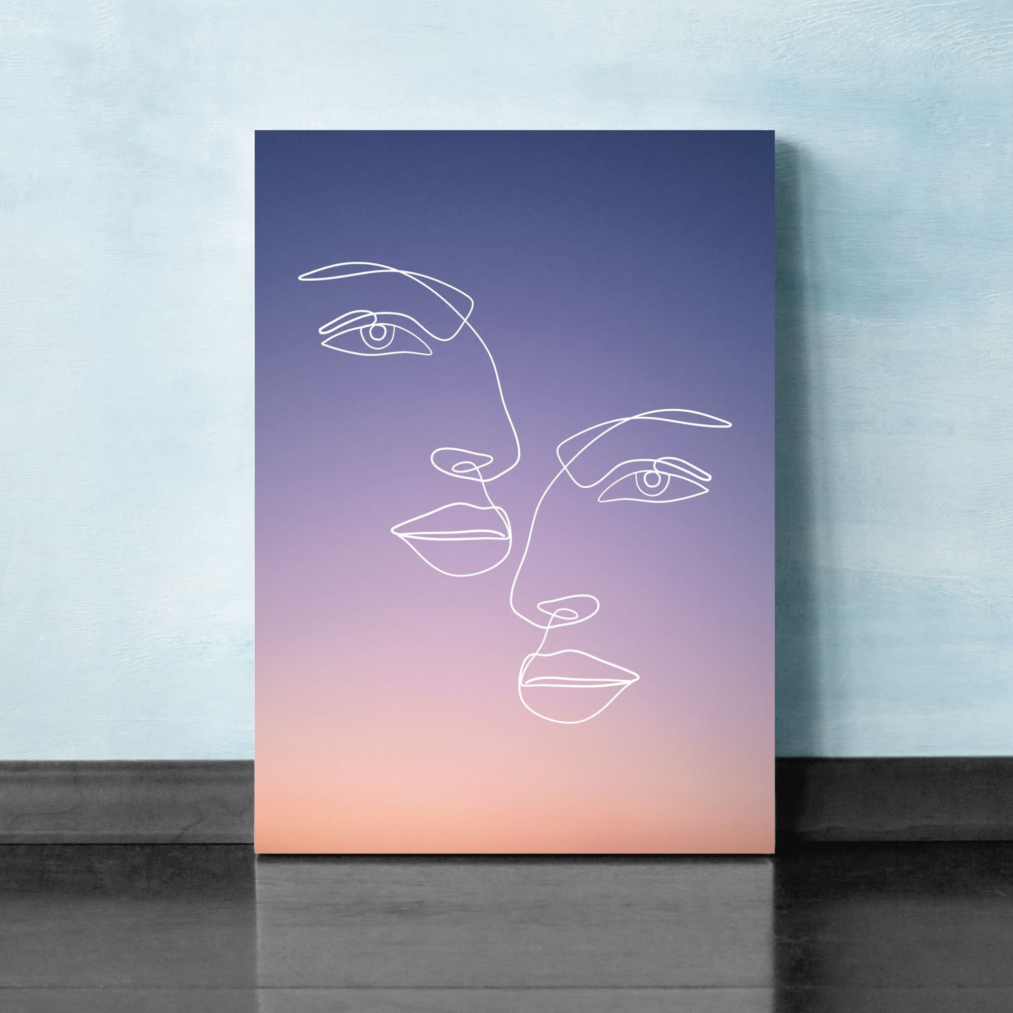 Human Face One Line Wall Art Abstract Human Face Illustration One Line ...