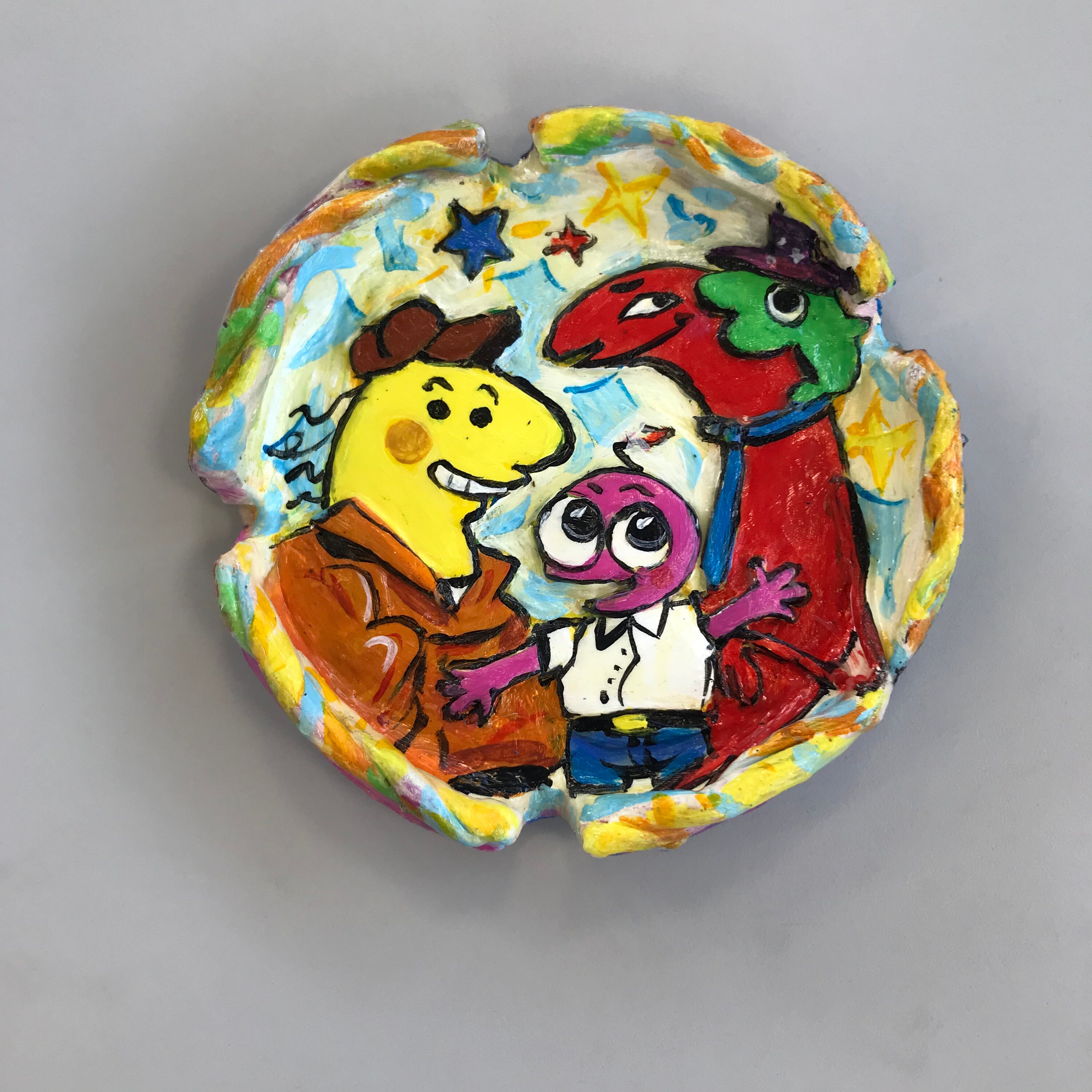 Smiling Friends Bas Relief Clay , Bows Plate Ashtray Dishes Handmade - Etsy