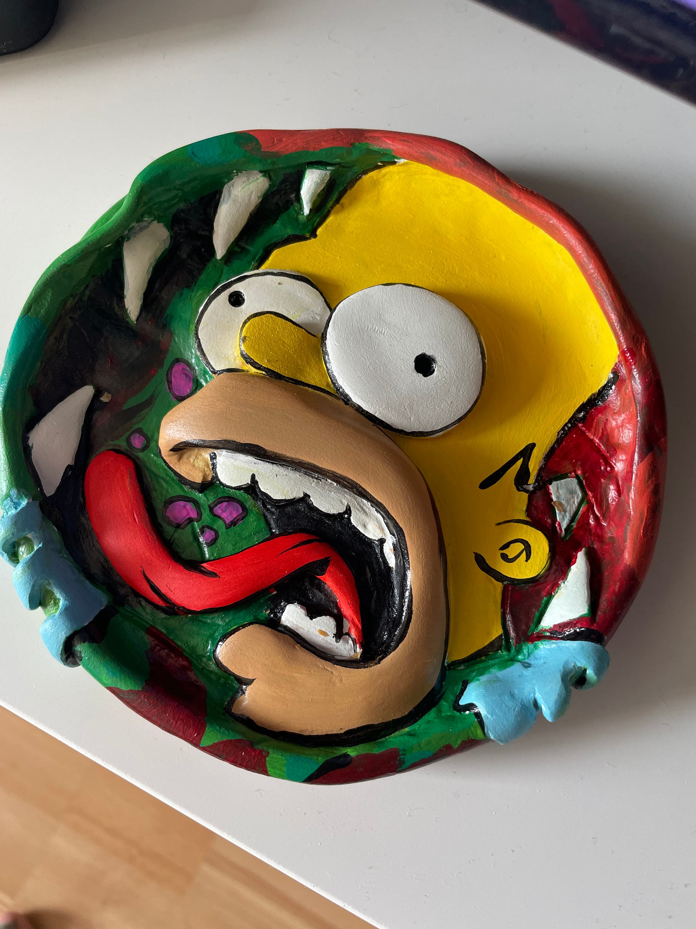 Homer Simpson Scream ,treehouse of Horror, Clay Trinket Dish ,incense ...