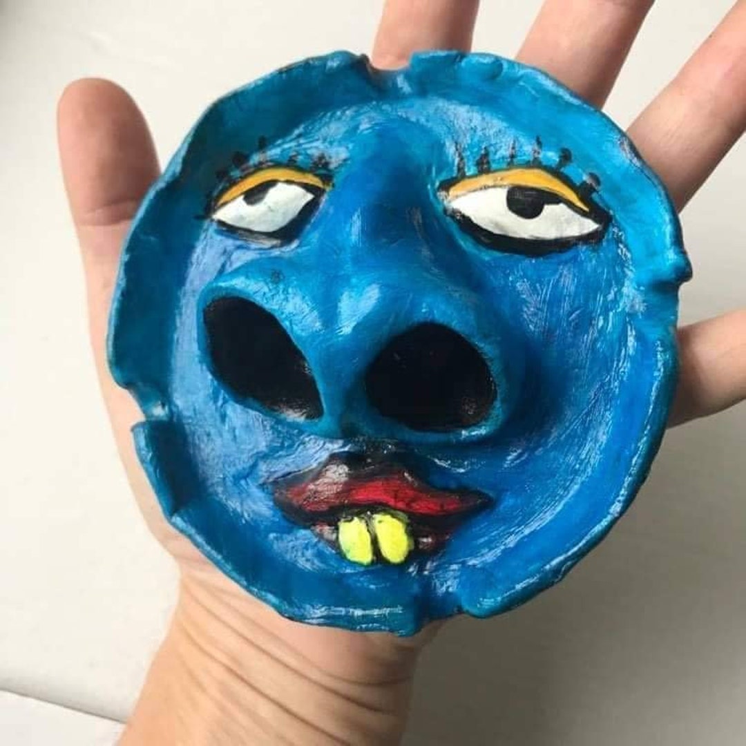 Handmade Ugly Ashtray, Funny Face Ashtray, Unique Smoking Gift, Funky ...