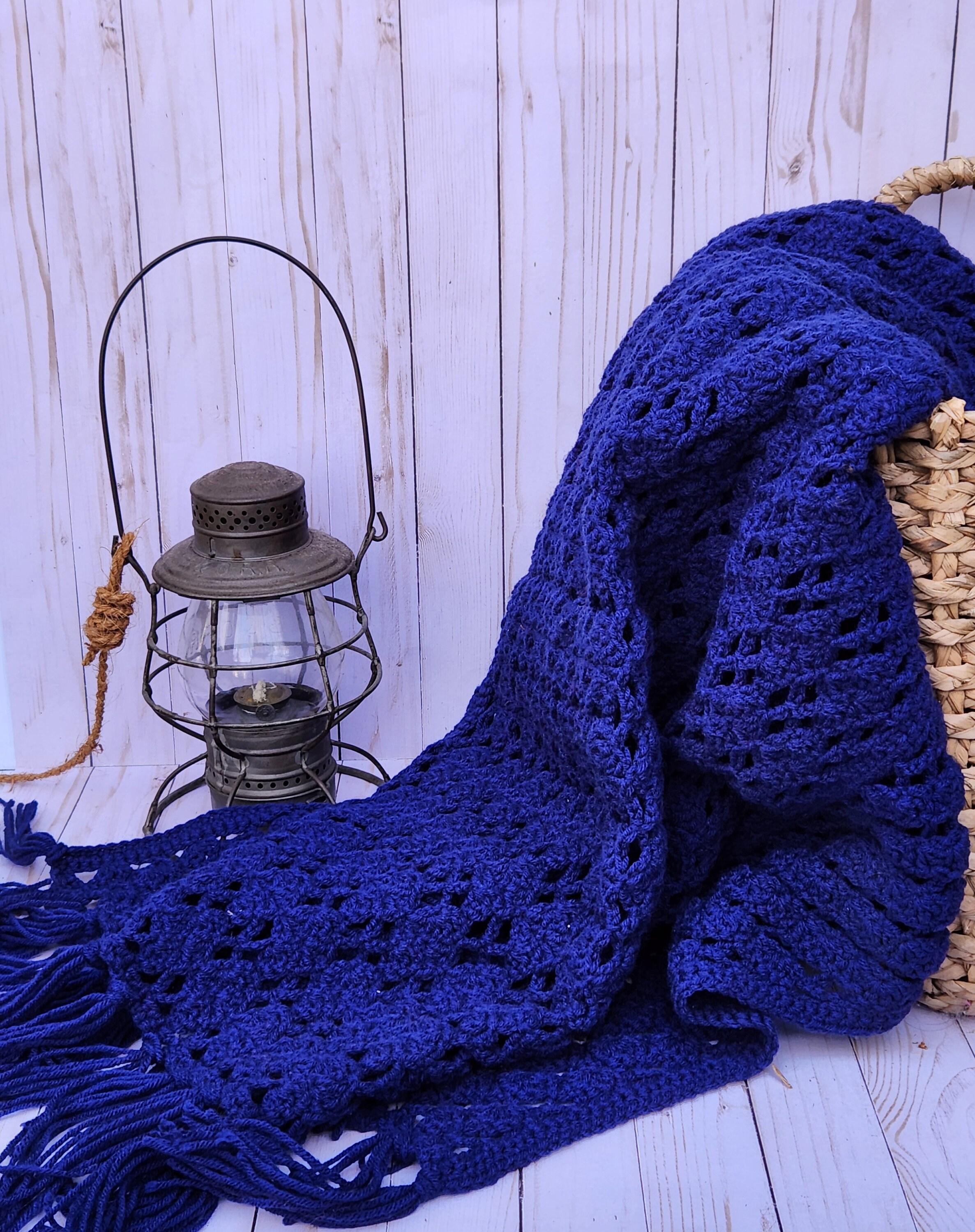 Crochet Navy Blue Blanket Diamond Stitch - Etsy