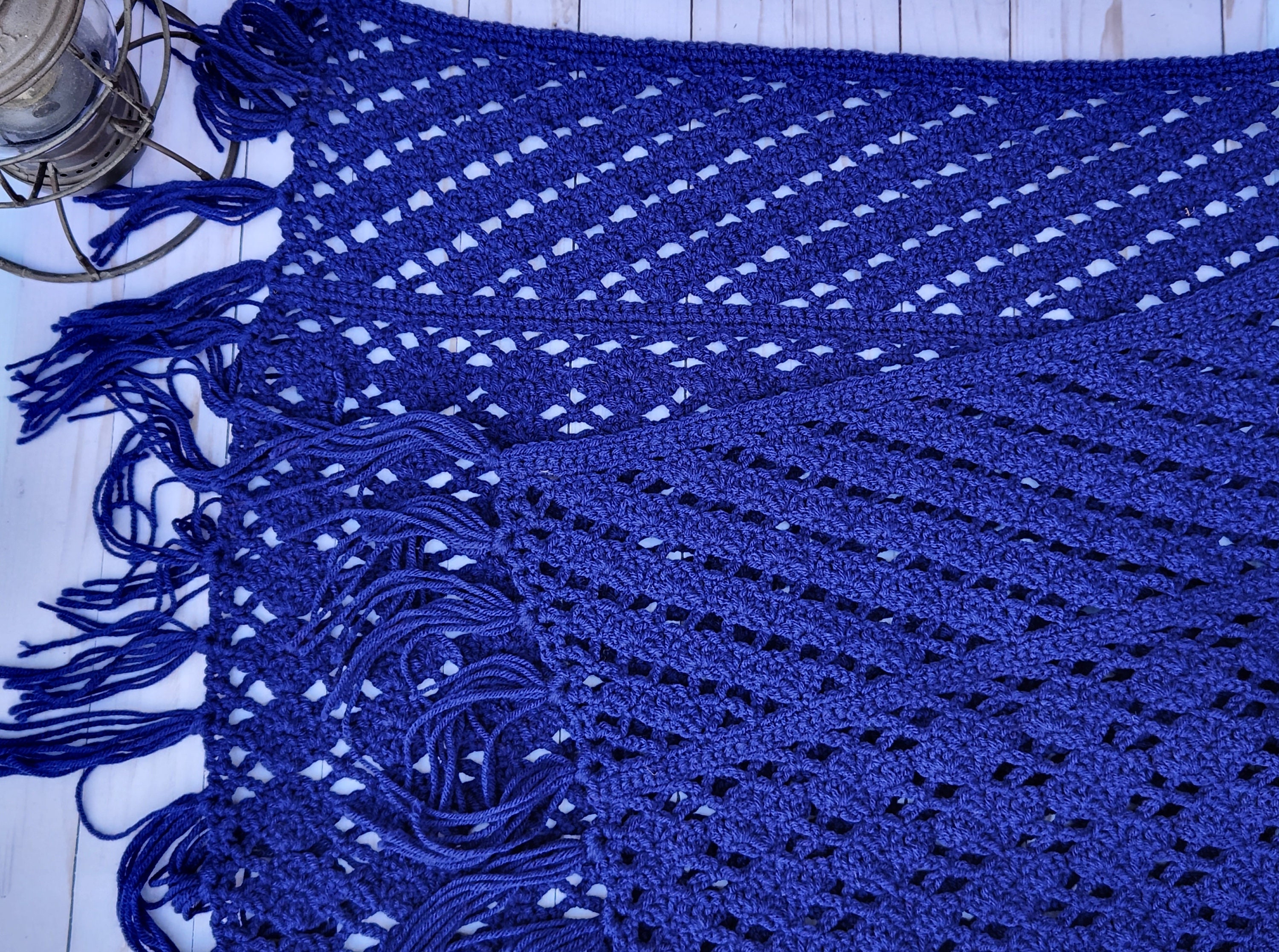 Crochet Navy Blue Blanket Diamond Stitch - Etsy