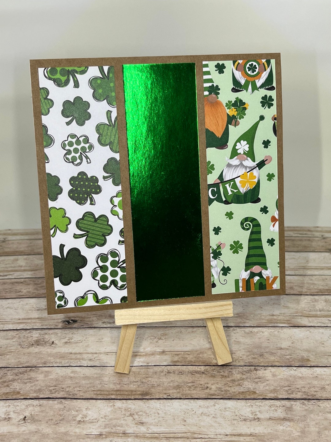 Handmade Good Luck Card: Shamrock Gnome, Personalized Message - Etsy