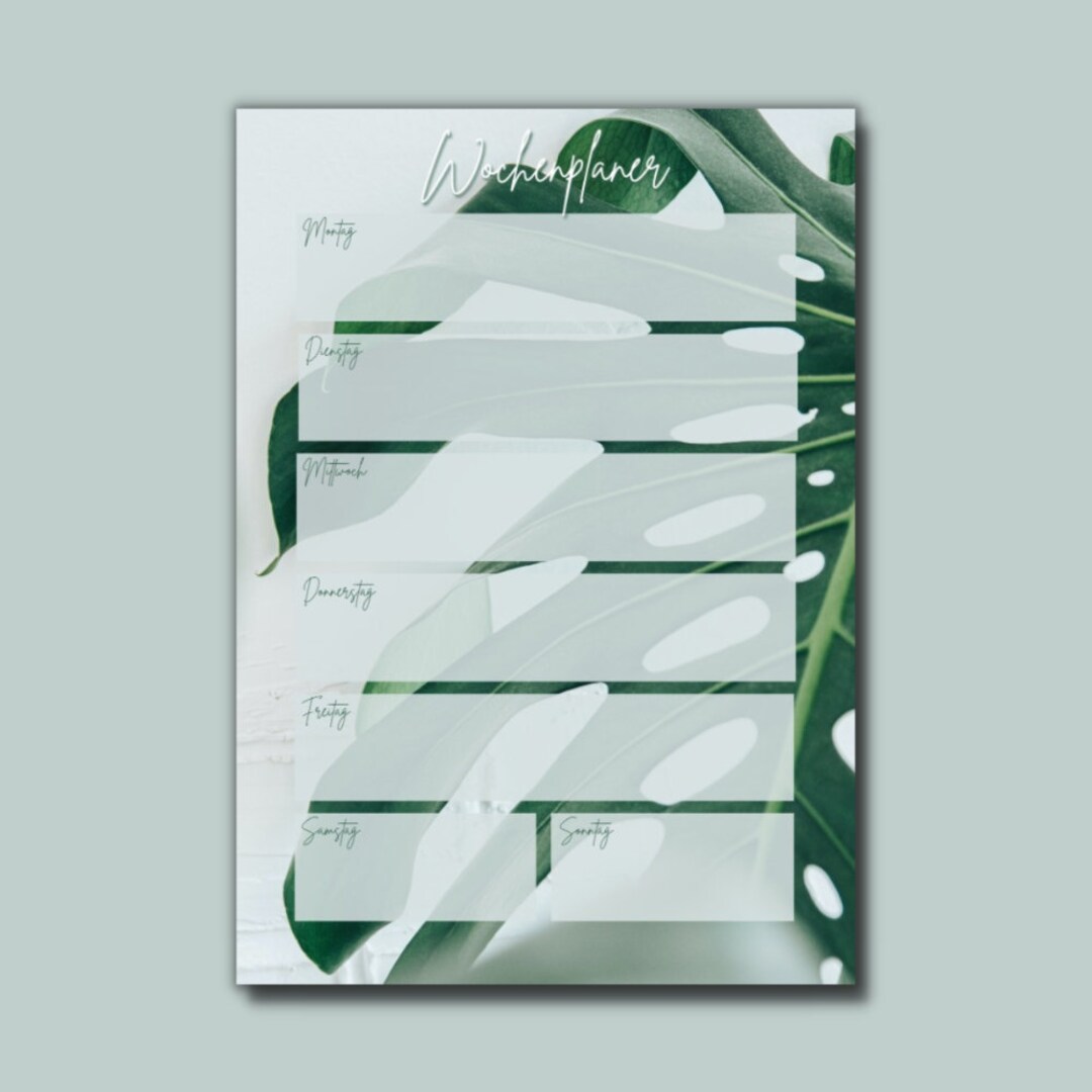 Weekly Planner Monstera Deliciosa - Etsy