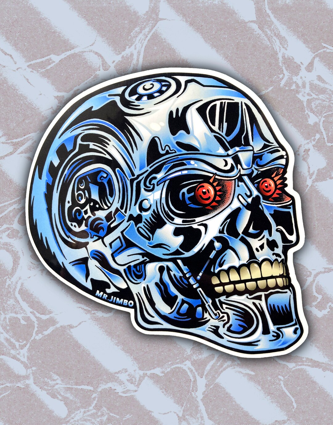 T-800 Terminator Head Vinyl Sticker, Arnold Schwarzenegger, Hand Drawn ...