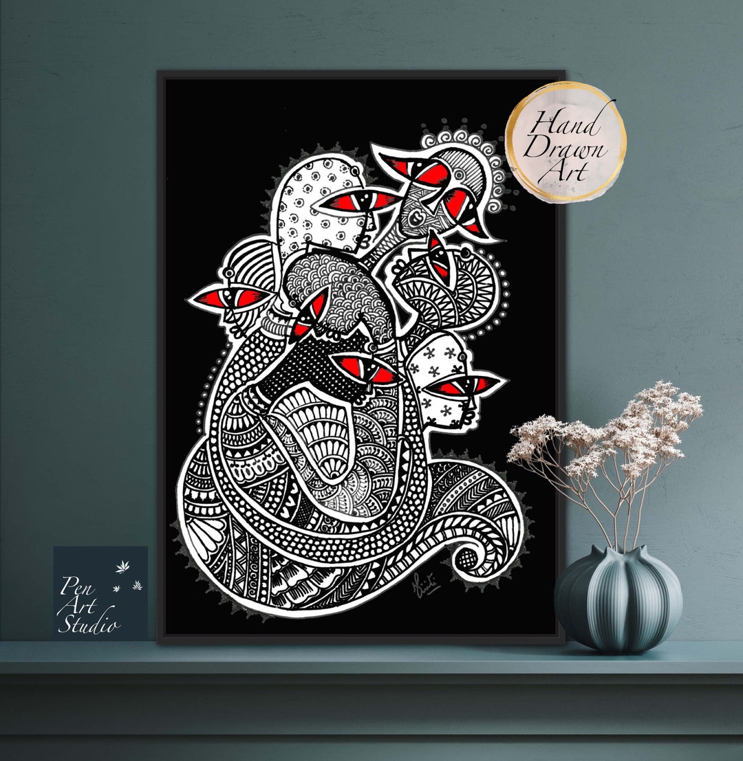 Female Faces Decor Wall Art With Macabre Art Aesthetic, Mystical Goth ...