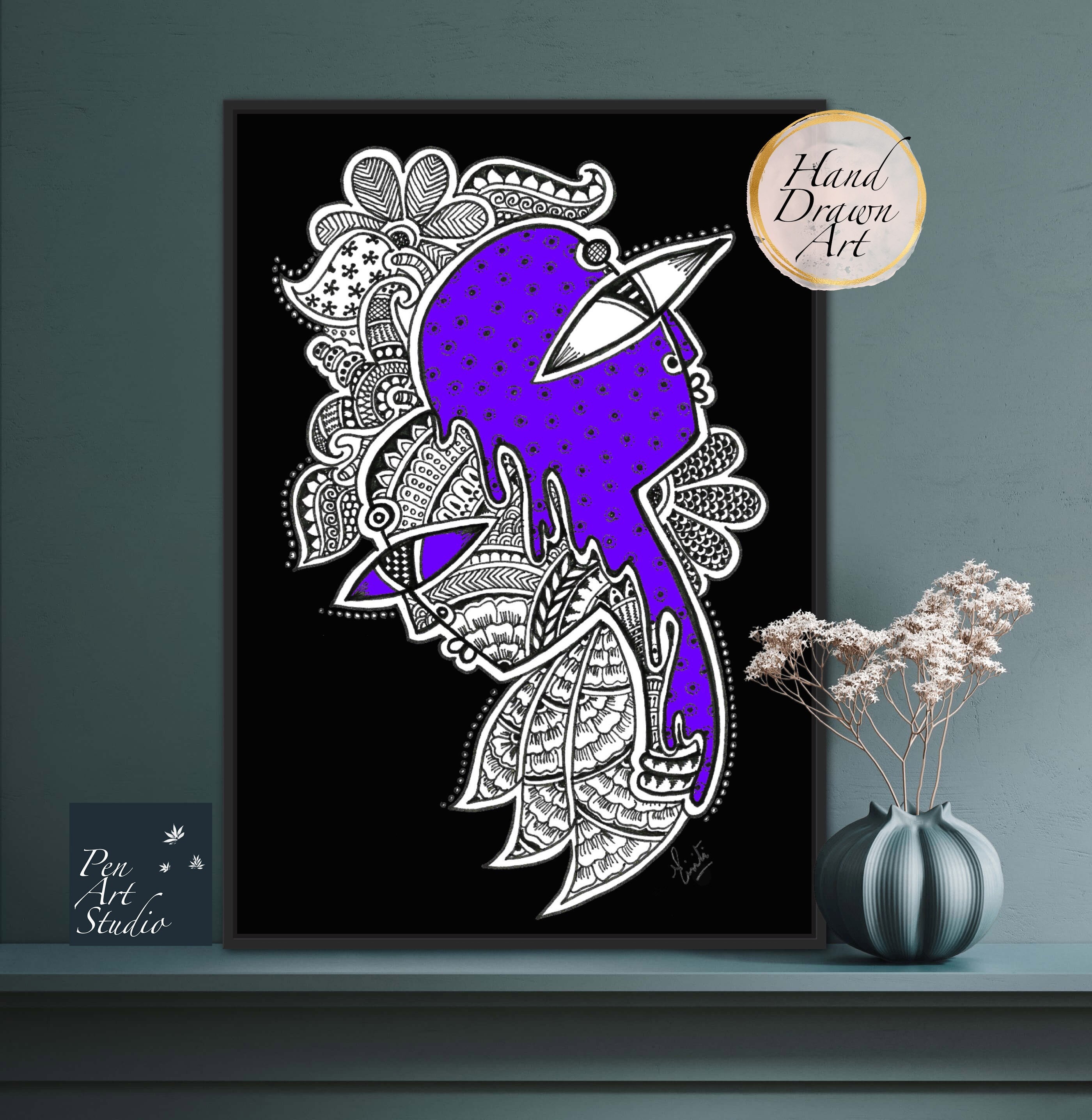 Inspirational Female Yin Yang Faces Wall Art Decor, Special Gift for ...