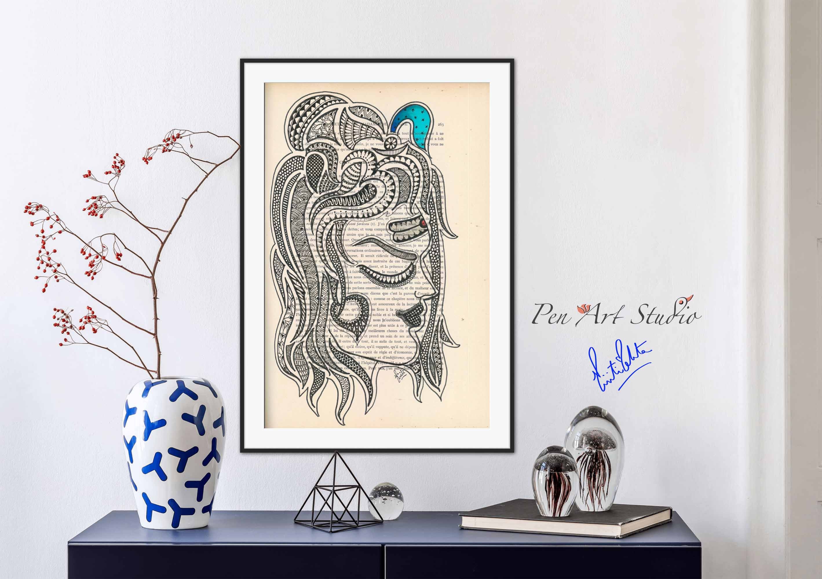 Calming Shiva Line Drawing Wall Art Prints, Perfect Meditation Room ...