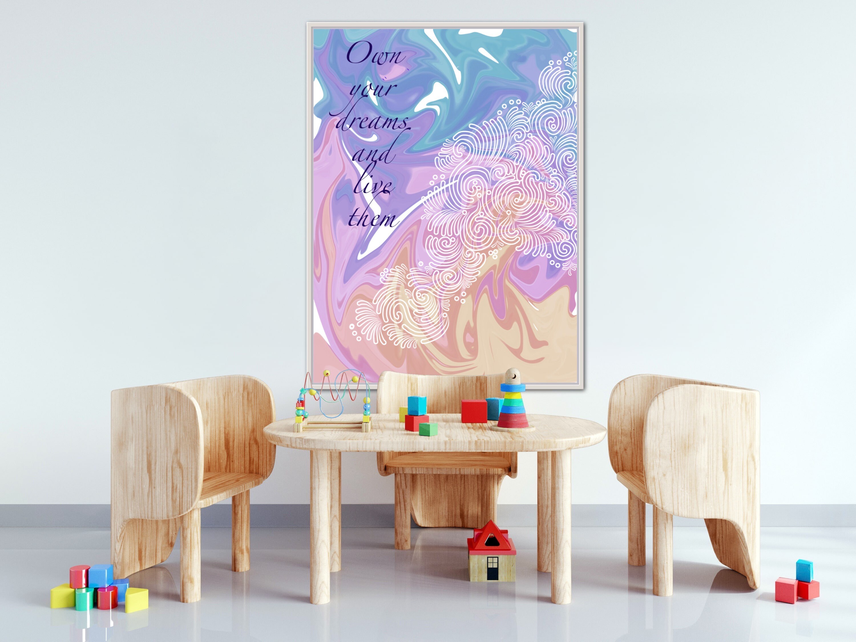 Positive Affirmations Motivational Wall Art Poster, Calming Above Bed ...