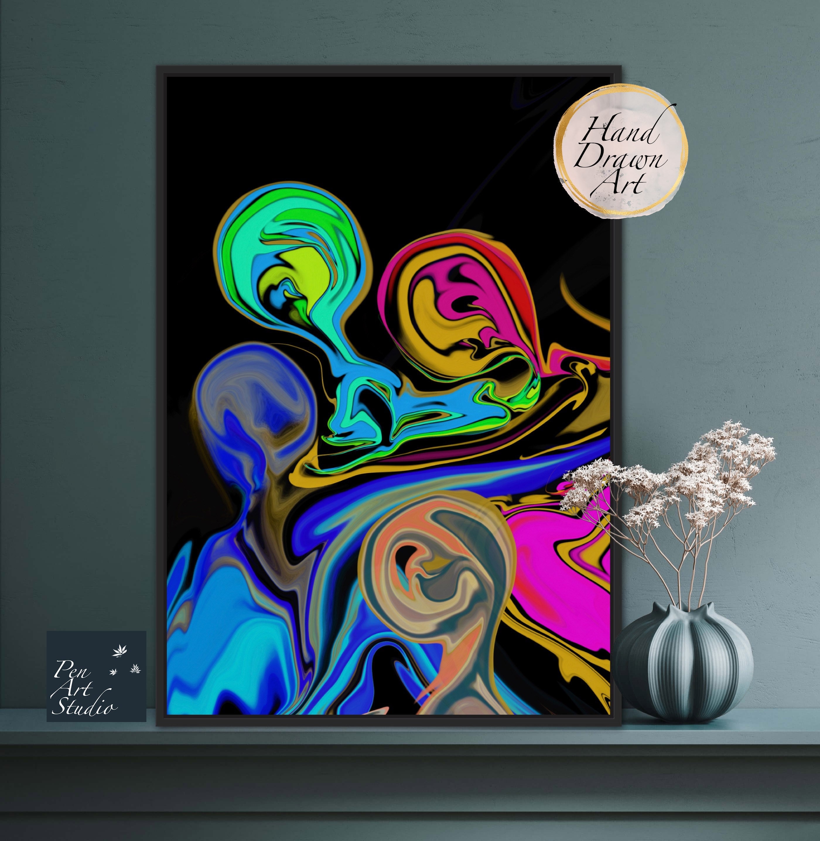 Extra Large Halloween Trippy Goth Family Portrait Wall Art, Unique ...
