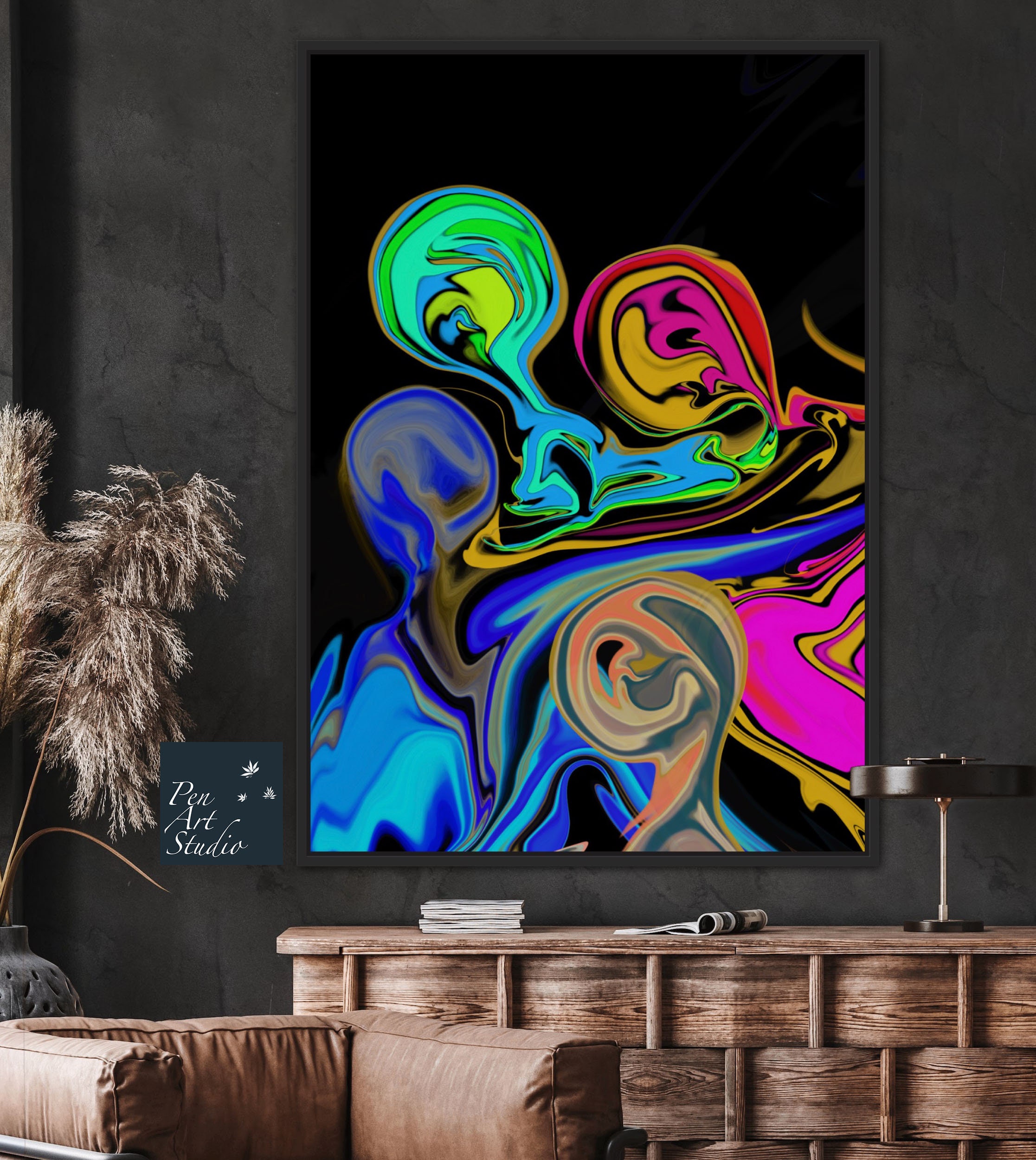 Extra Large Halloween Trippy Goth Family Portrait Wall Art, Unique ...