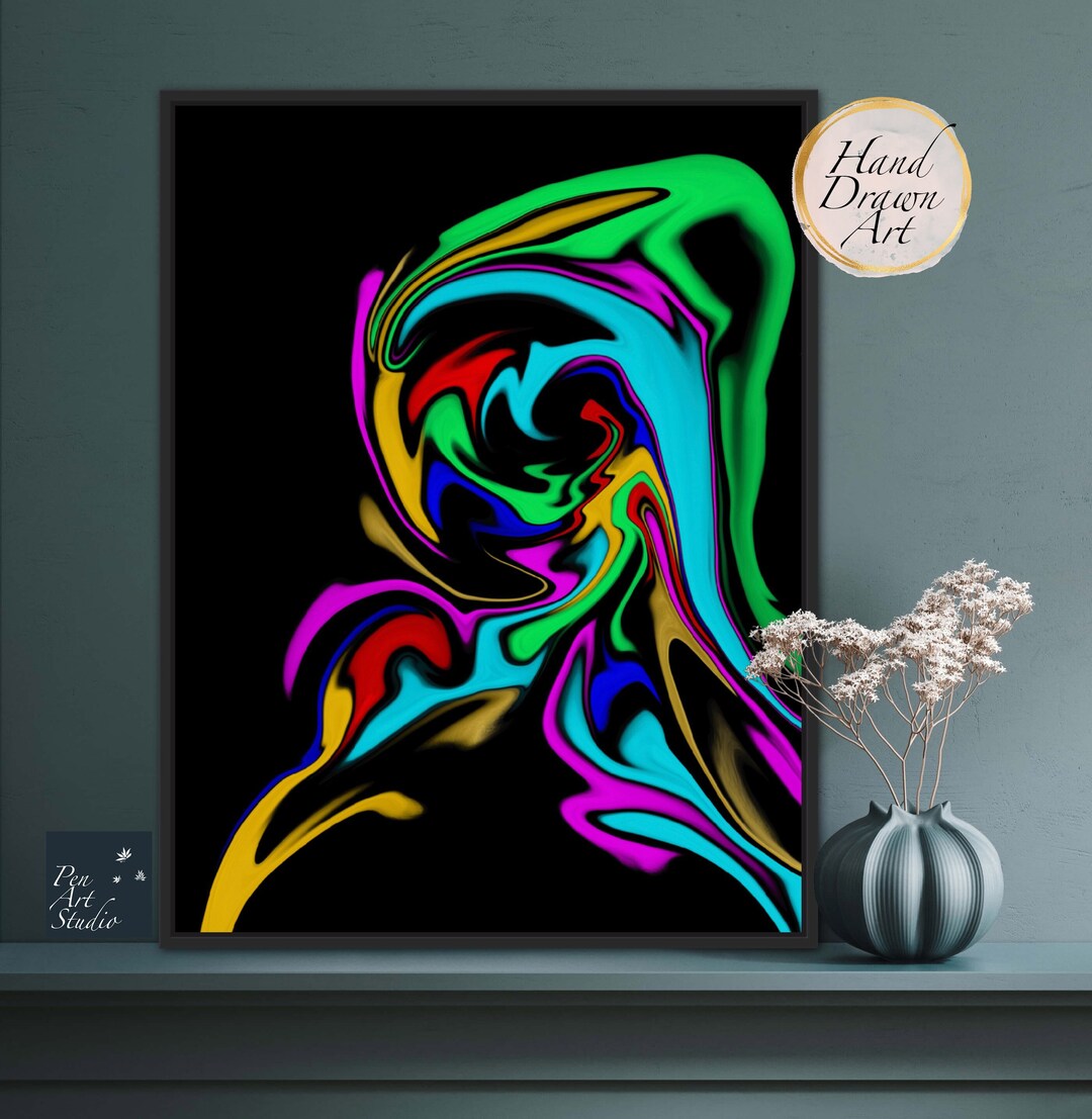 Modern Trippy Halloween Female Wall Art Print, Anniversary Gift for Her ...