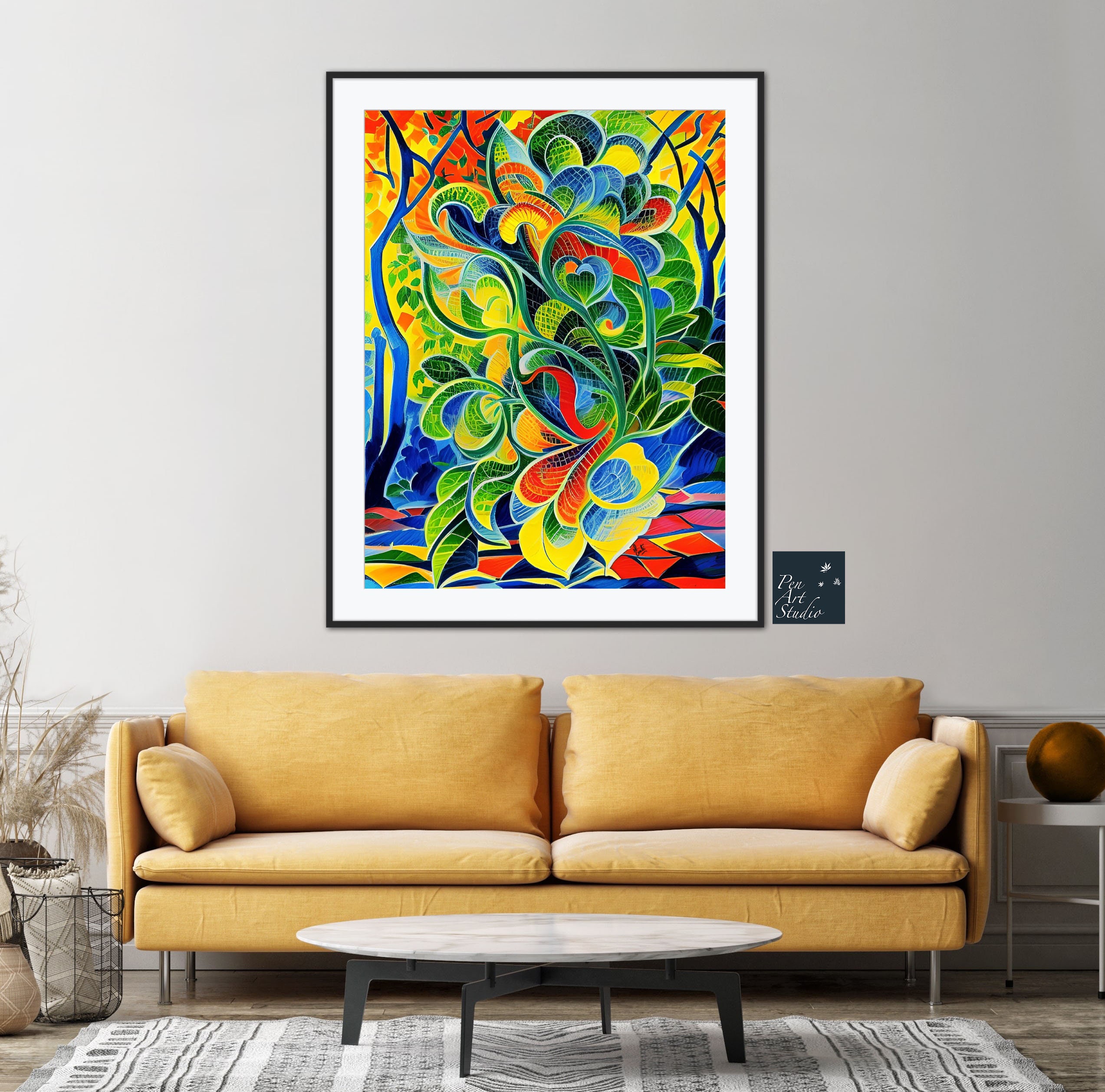 Trippy Fauvism Nature Floral Wall Art Painting Print, Shabby Chic Boho ...