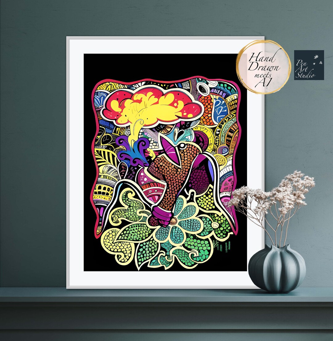 Modern Trippy Halloween Female Wall Art Print, Preppy Classroom Decor ...