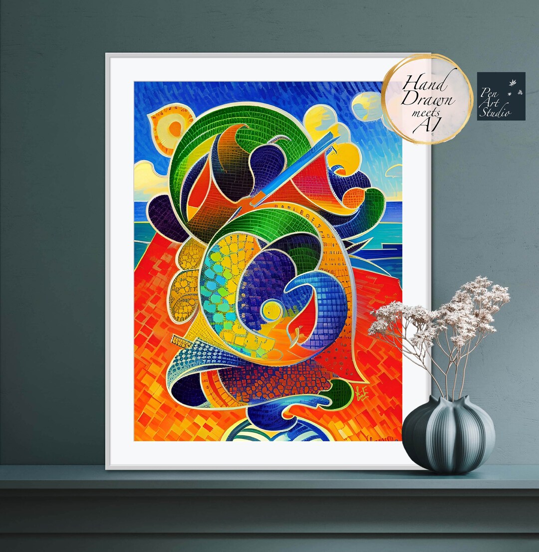 Fauvism Couple in Love Floral Wall Art Painting Print, Shabby Chic Boho ...