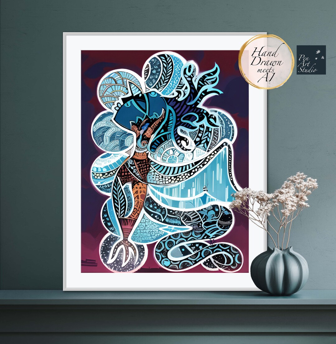 Coquette Mystical Dragon AI Halloween Female Goth Botanical Wall Art ...