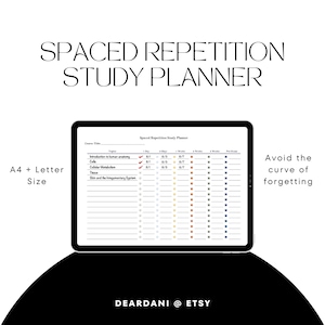 Spaced Repetition Study Template, Study Planner for College, High ...