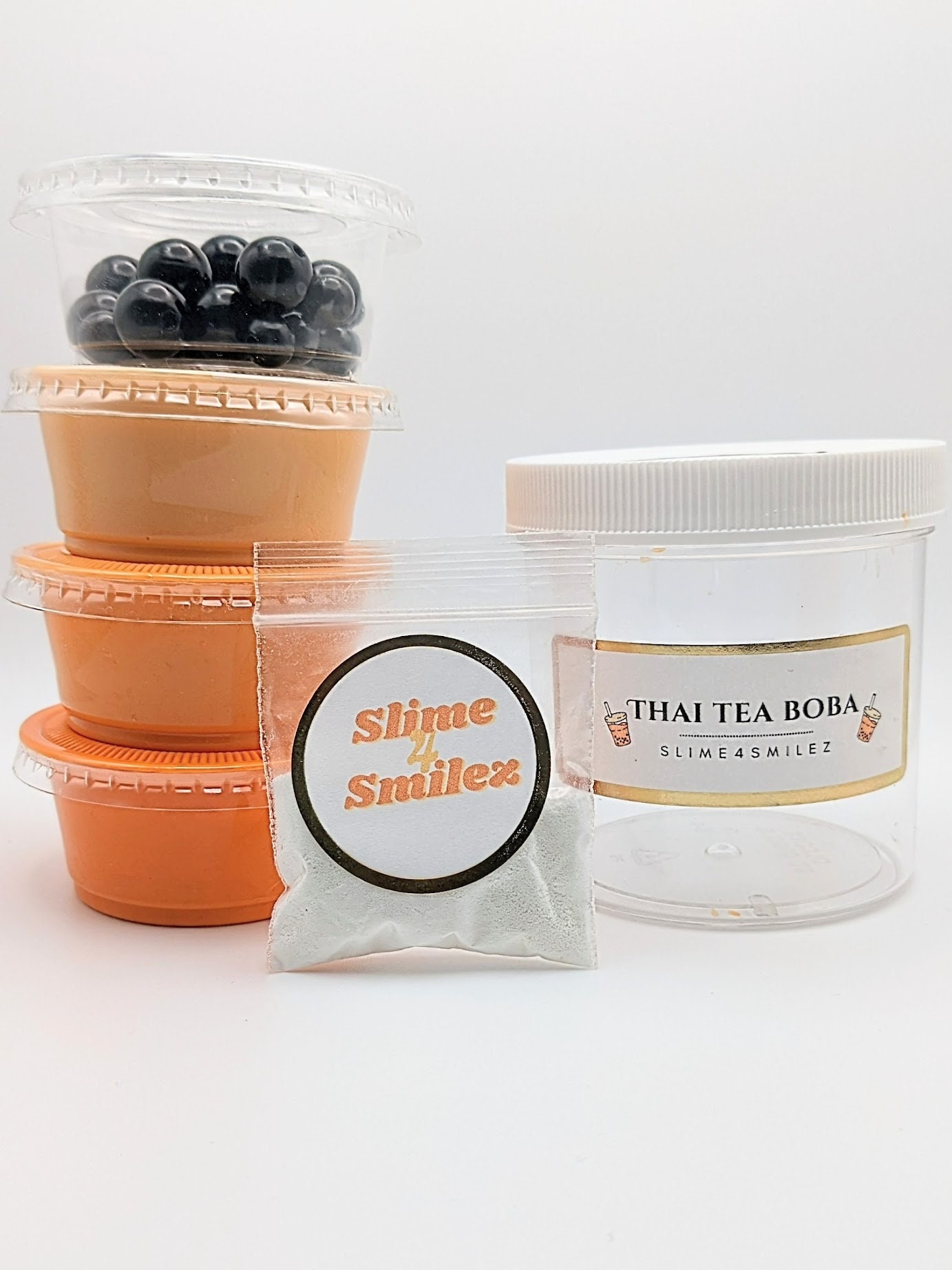 FREE SHIPPING / 6oz Thai Tea Boba Slime / Glossy Slime - Etsy